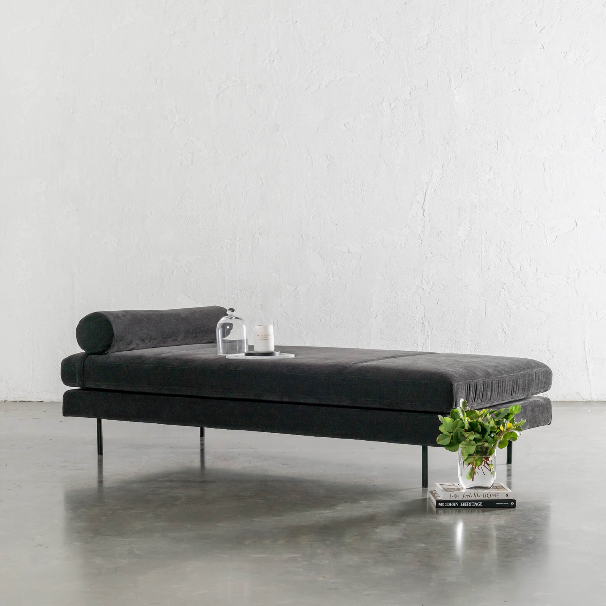 CARSON CONTEMPO RIBBED DAY BED | NOIR BLACK TEXTURED VELOUR – Living By Design