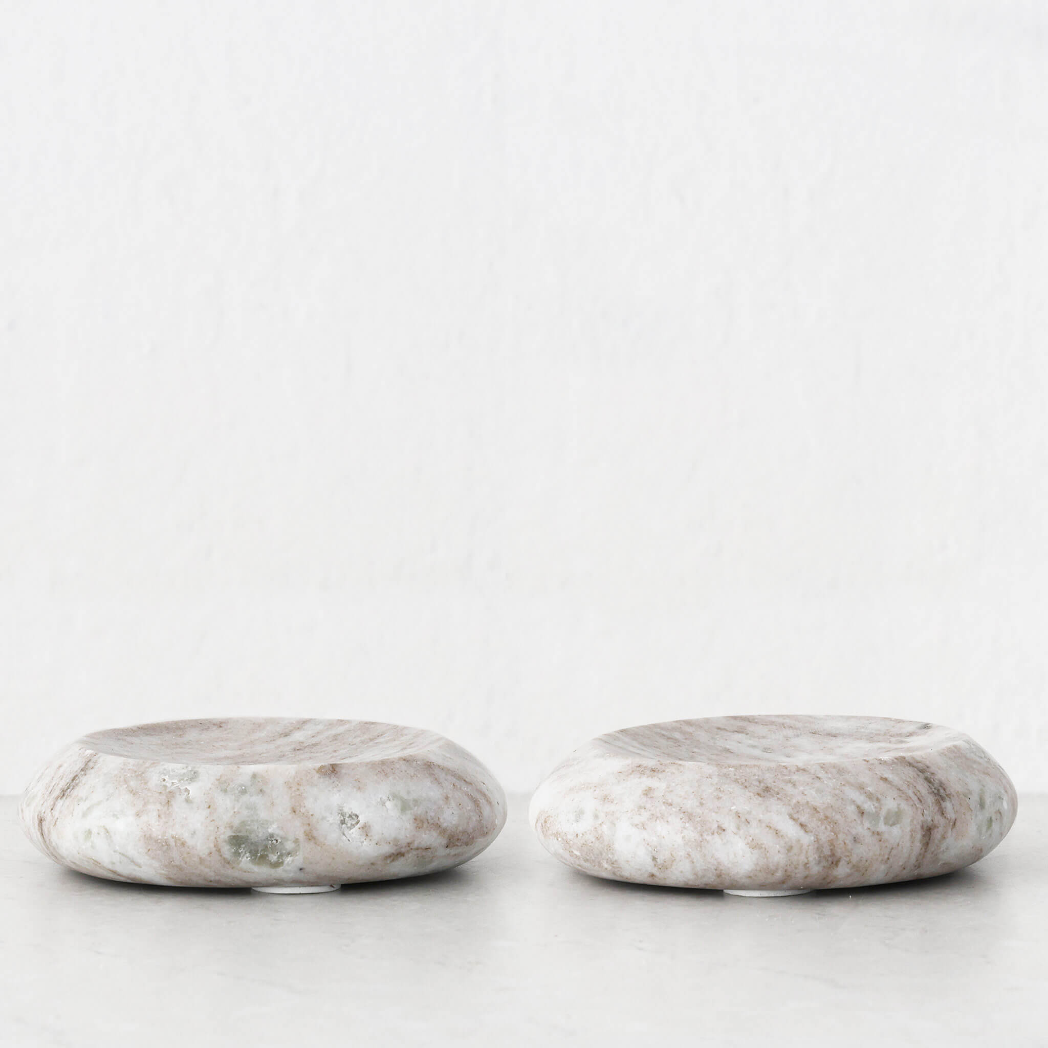 MINERAL SOLID MARBLE CONCAVE DISH BUNDLE X2 | 13CM | BEIGE MARBLE ...