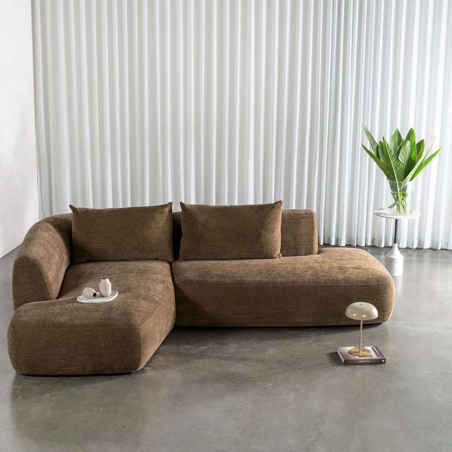 AMEDEO CORNER MODULAR CHAISE LOUNGE SOFA | BURNT CARAMEL – Living By Design