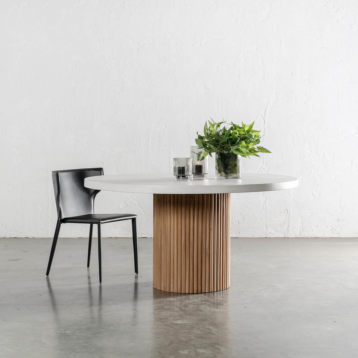 ARIA VITOLO PILLAR ROUND DINING TABLE | BIANCO CIMENT | 150CM – Living ...