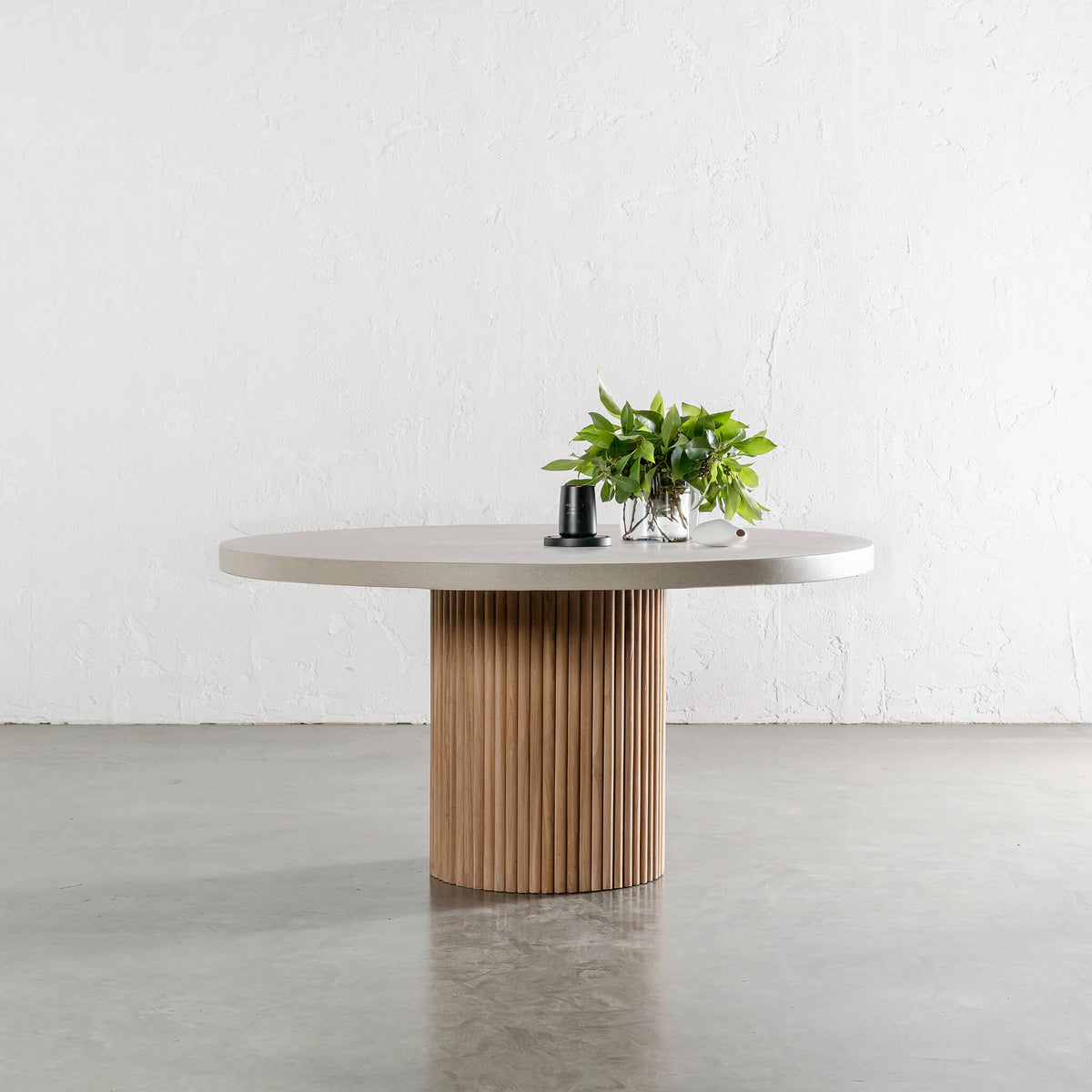 ARIA VITOLO PILLAR ROUND DINING TABLE | SAHARA CIMENT | 150CM – Living ...