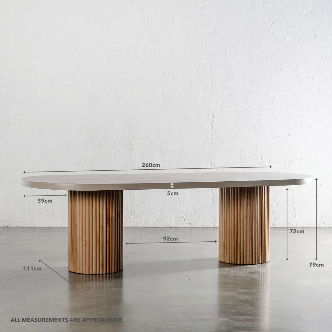 ARIA VITOLO PILLAR OVAL DINING TABLE | SAHARA CIMENT | 260CM – Living ...