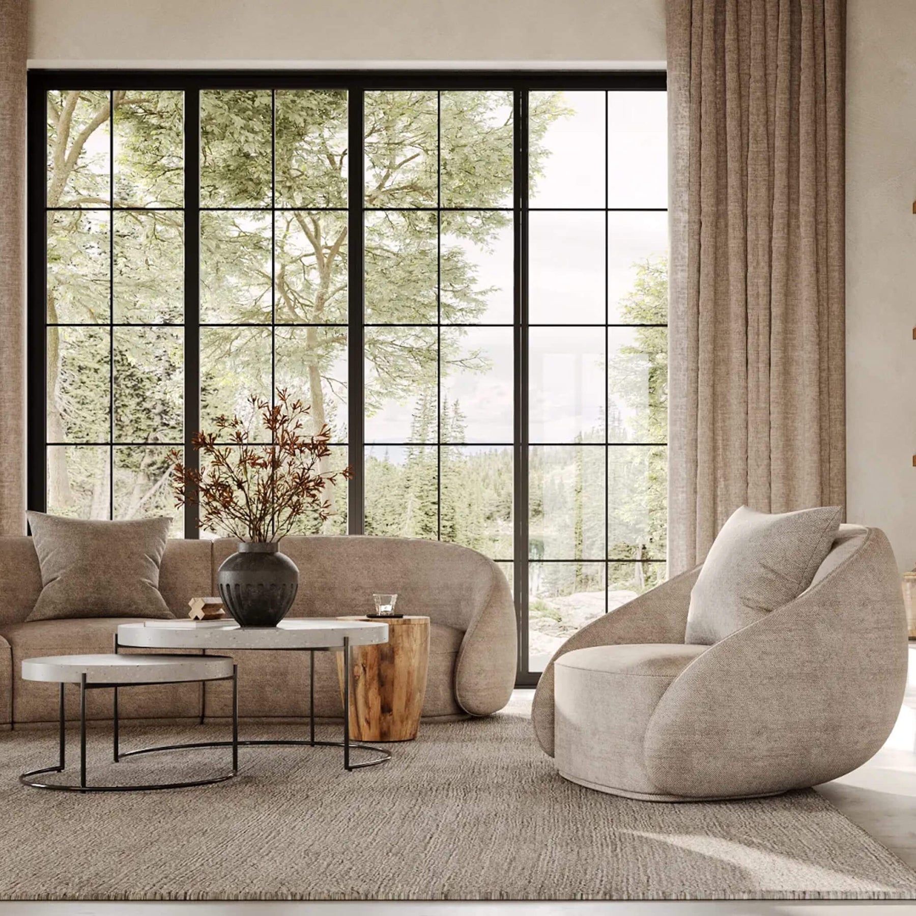 CARSON LINCOLN CURVED ARMCHAIR | SANDY DUSK – Living By Design