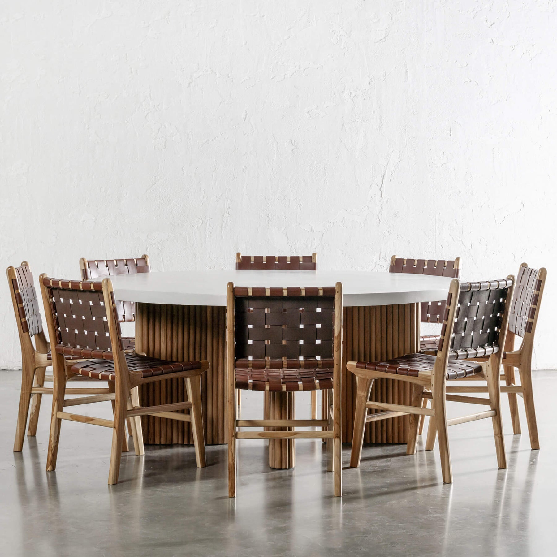 ARIA MONDELLO ROUND DINING TABLE | BIANCO CIMENT | 180CM – Living By Design