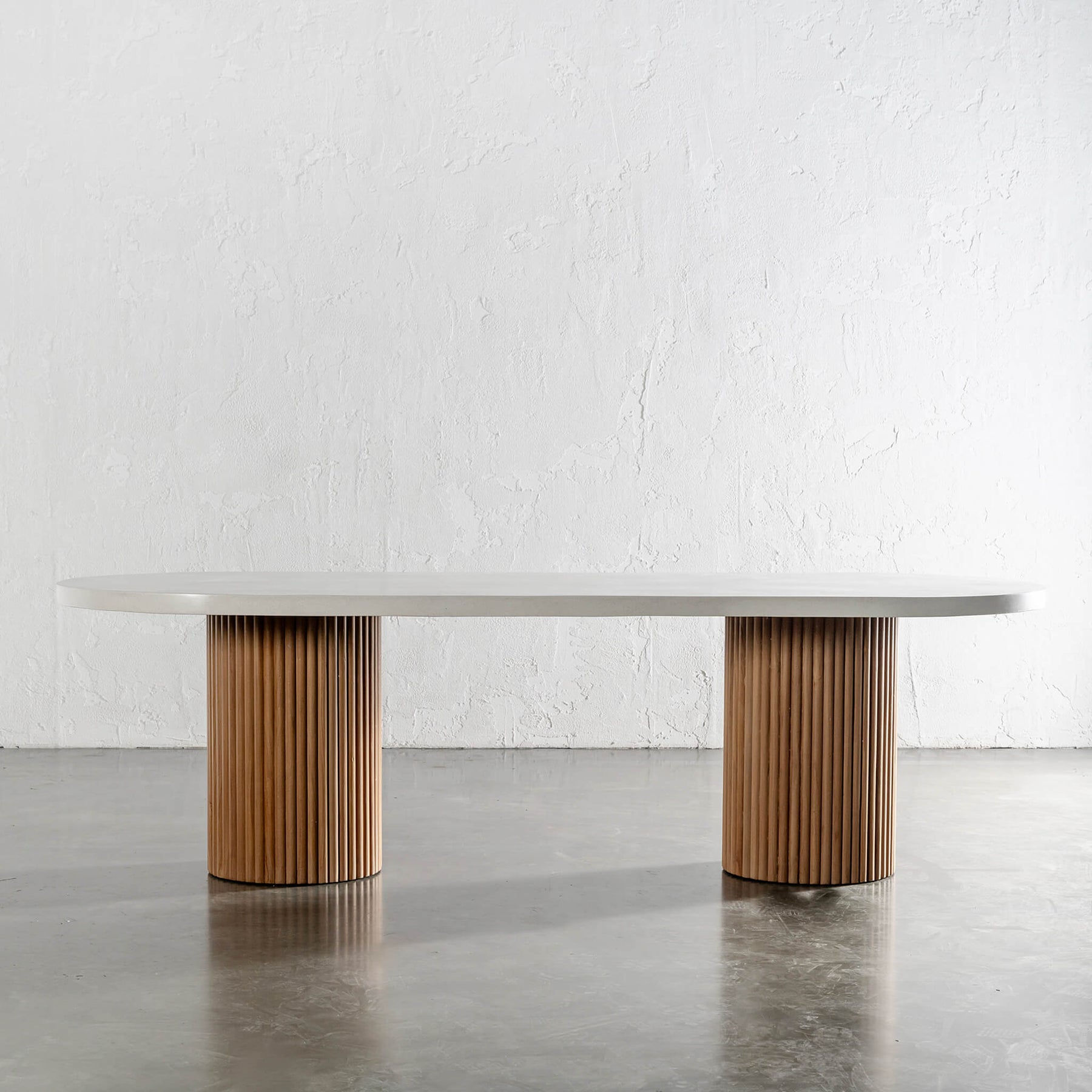 ARIA VITOLO PILLAR OVAL DINING TABLE | BIANCO CIMENT | 260CM – Living ...