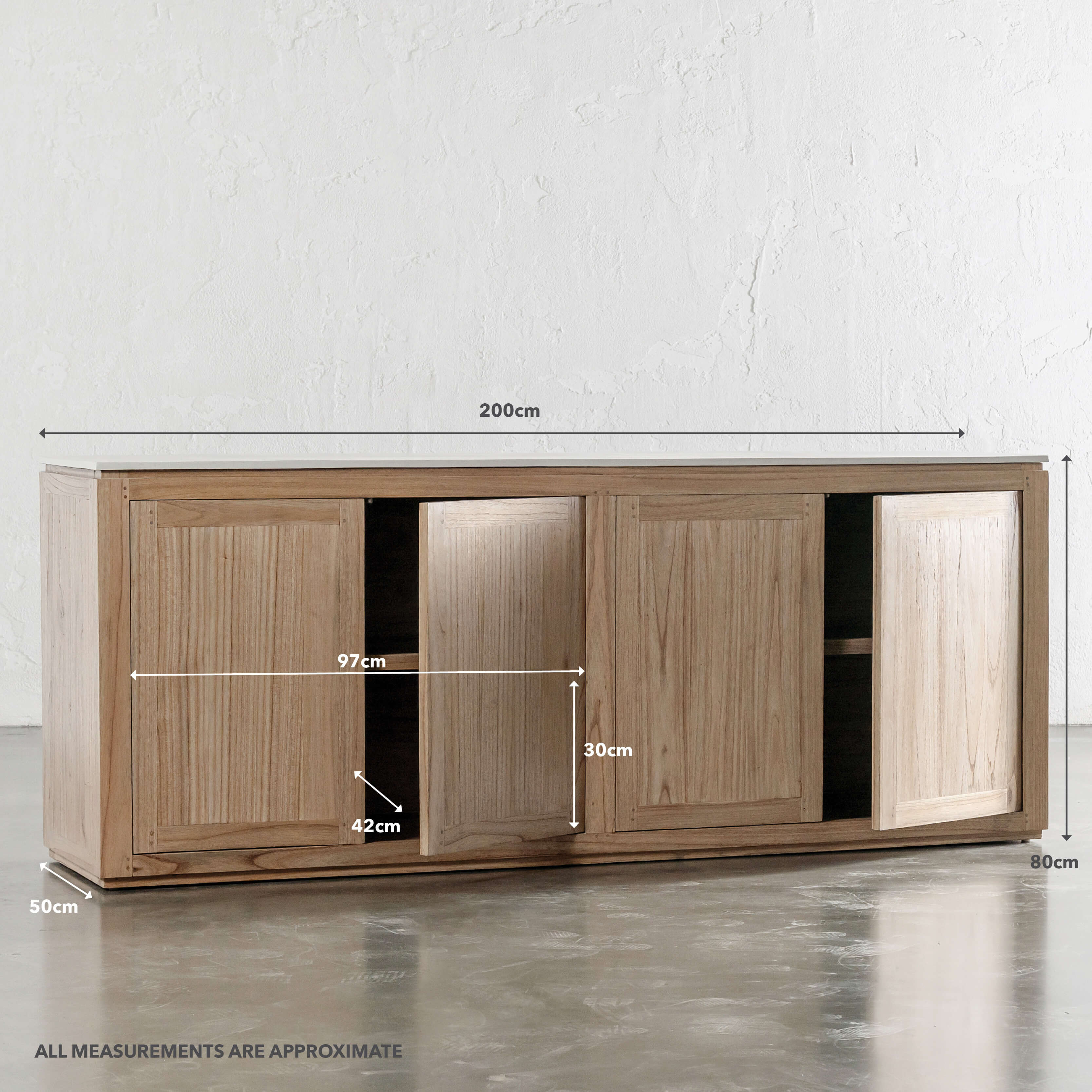 PRE ORDER | BASILIO BUFFET SIDEBOARD | NATURAL ASH + BIANCO CIMENT ...