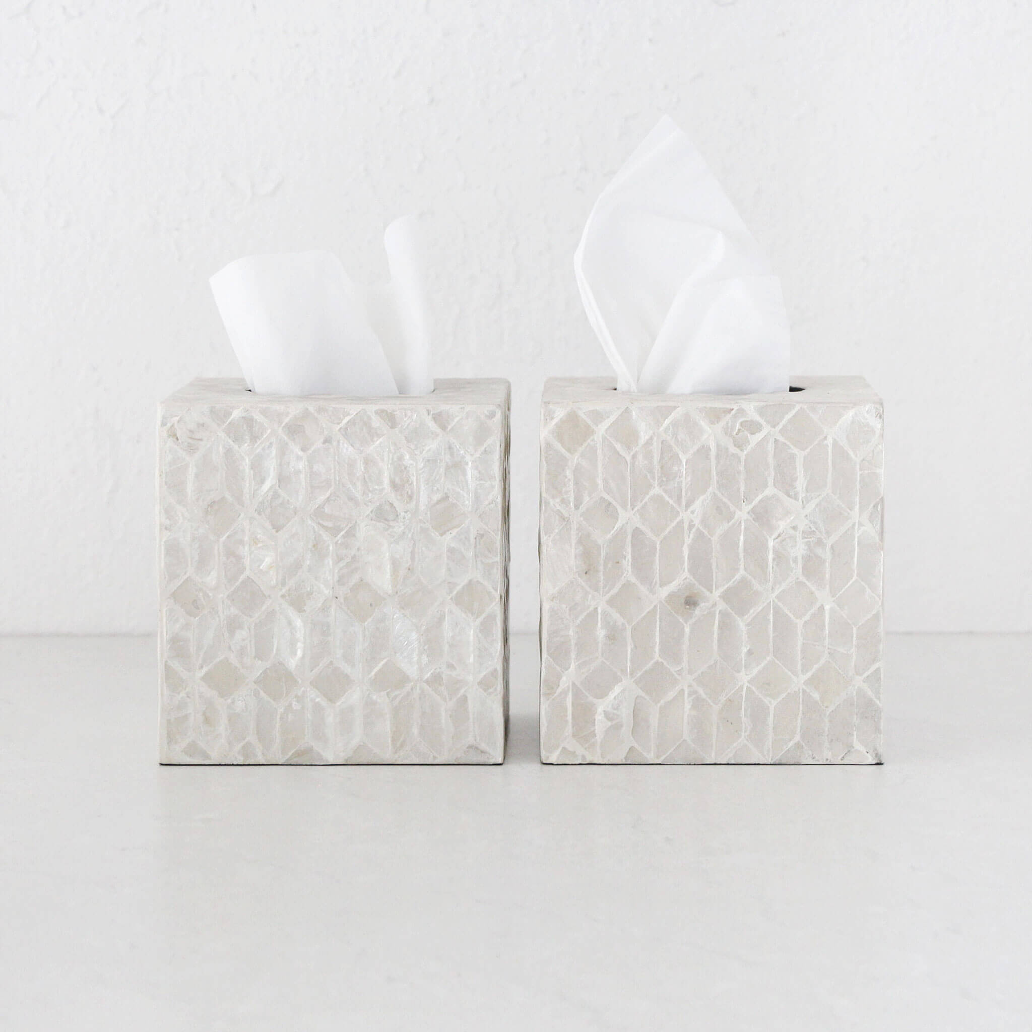 BELLE INLAY TISSUE BOX COVER | SET OF 2 | SQUARE | IVORY – Living By Design