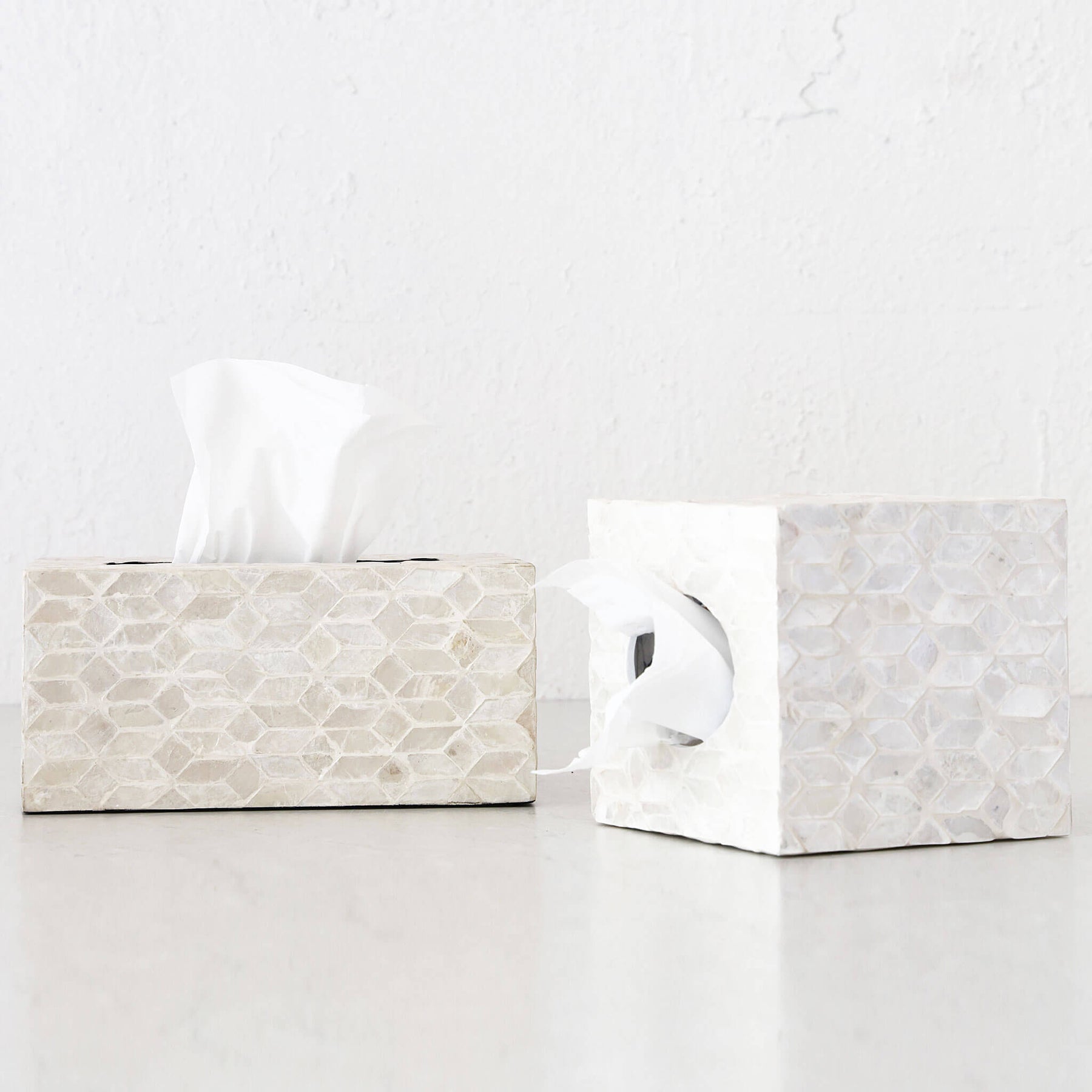 BELLE INLAY TISSUE BOX COVER BUNDLE X2 | SQUARE | IVORY RESIN – Living ...