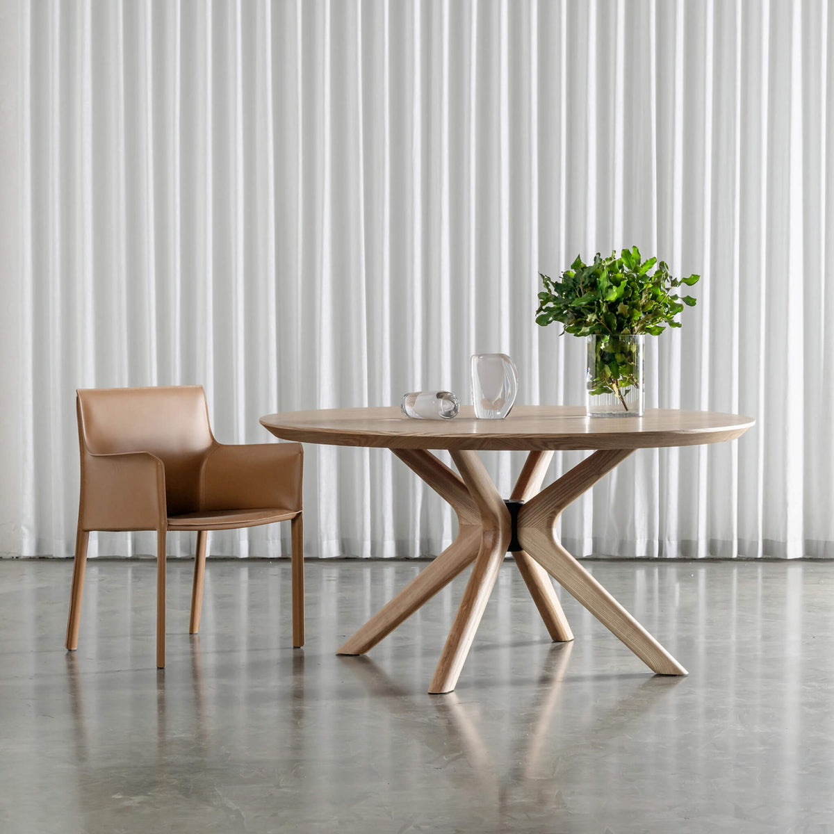 BRETON ROUND DINING TABLE | BIRCH ASH WOOD GRAIN | 150CM – Living By Design