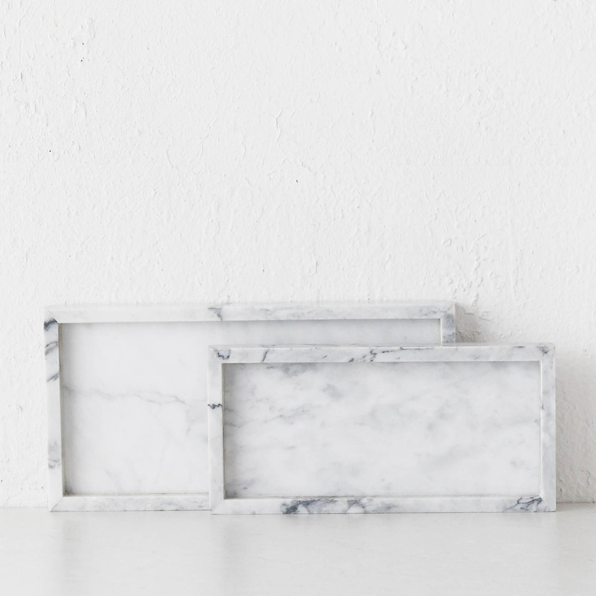 CAMERO MARBLE RECTANGLE TRAY | SET OF 2 | WHITE MARBLE – Living By Design
