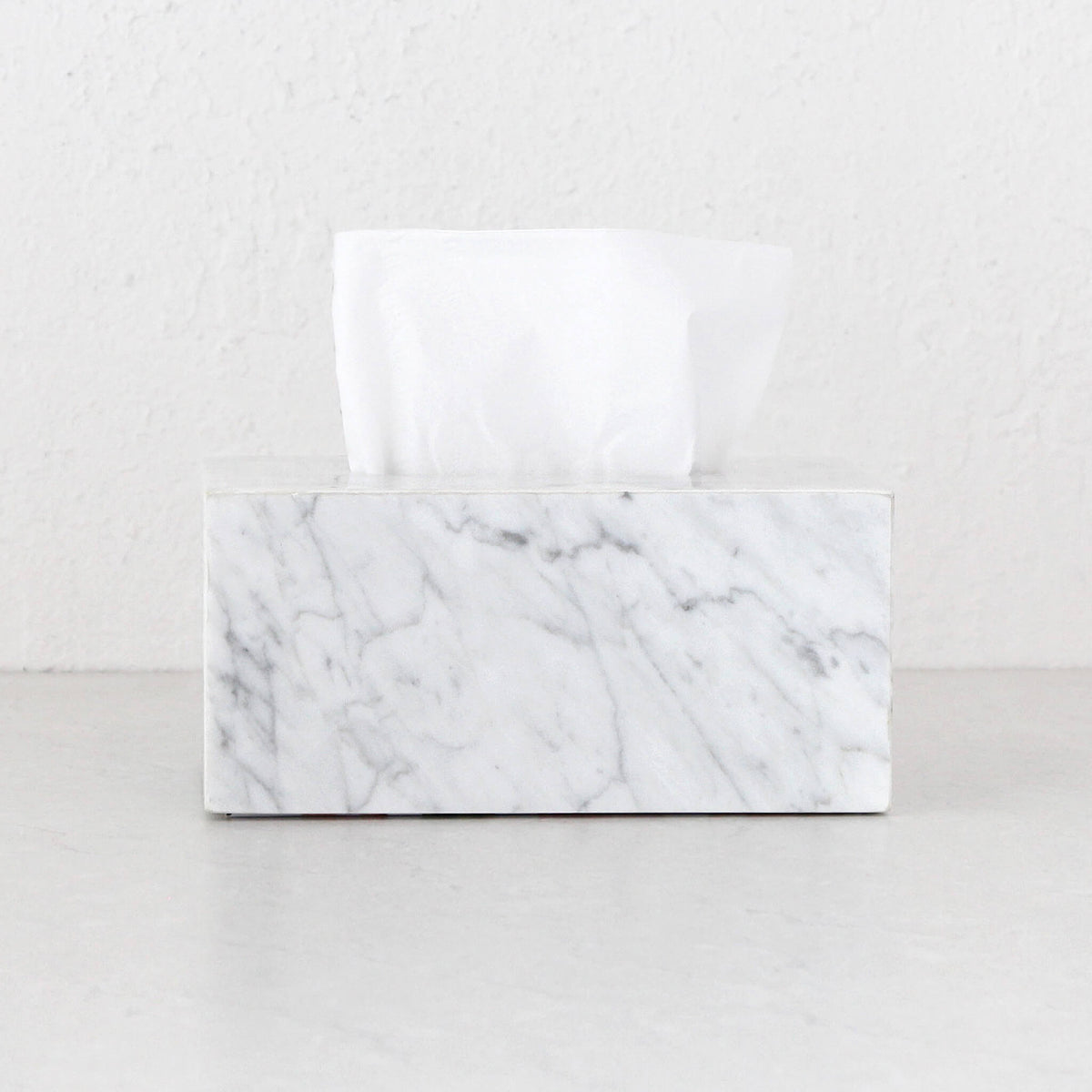 CAMERO RECTANGLE TISSUE BOX | WHITE MARBLE – Living By Design