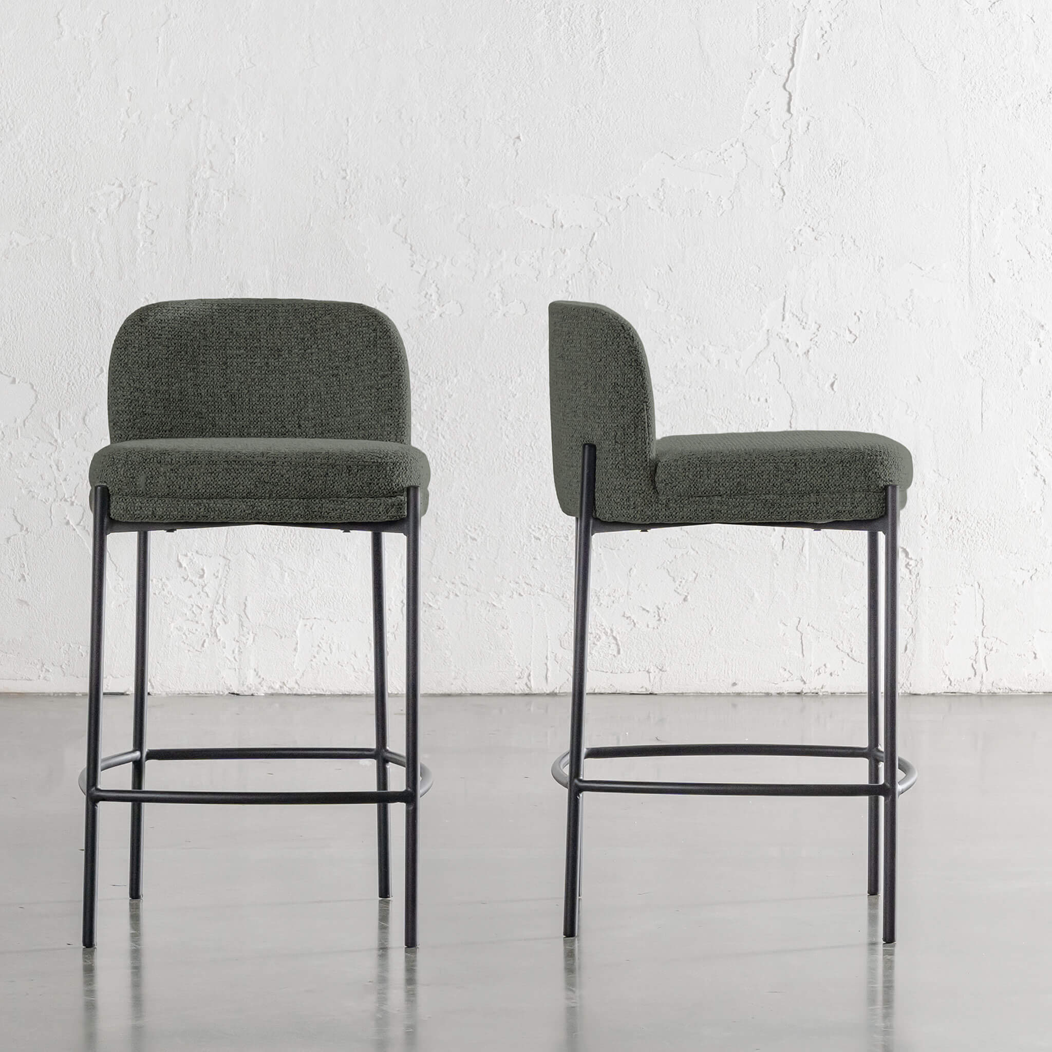CARMO MODERNA LOW BACK FABRIC BAR CHAIR | BANKSIA LEAF GREEN + BLACK F ...