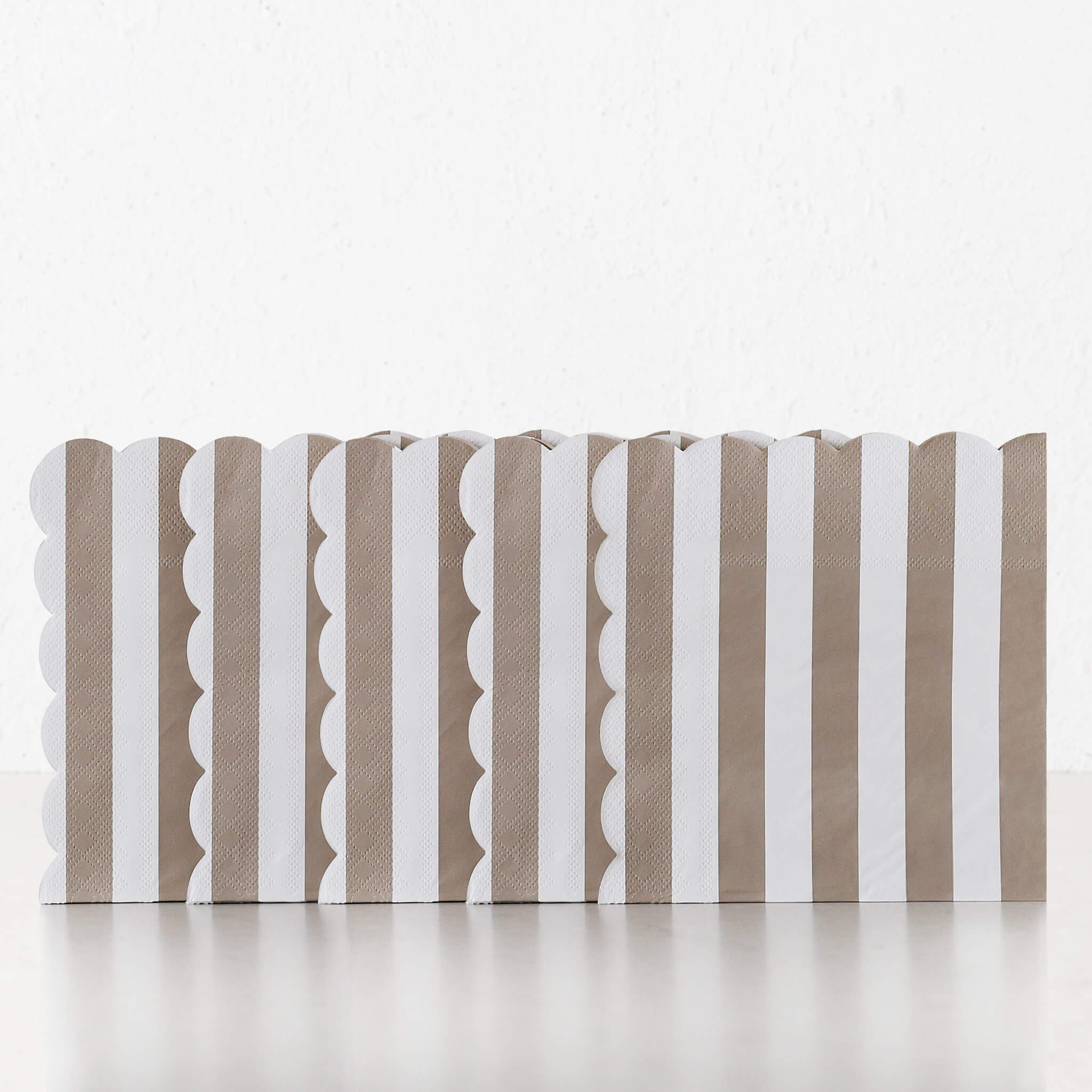 CARNIVAL PAPER NAPKIN BUNDLE X5 | STRIPED TAUPE + WHITE – Living By Design