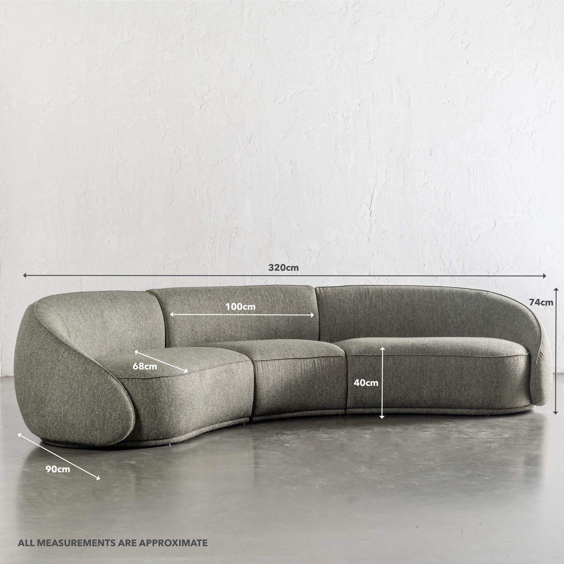 CARSON LINCOLN CURVED 3S SOFA | BAYLEAF GREEN – Living By Design
