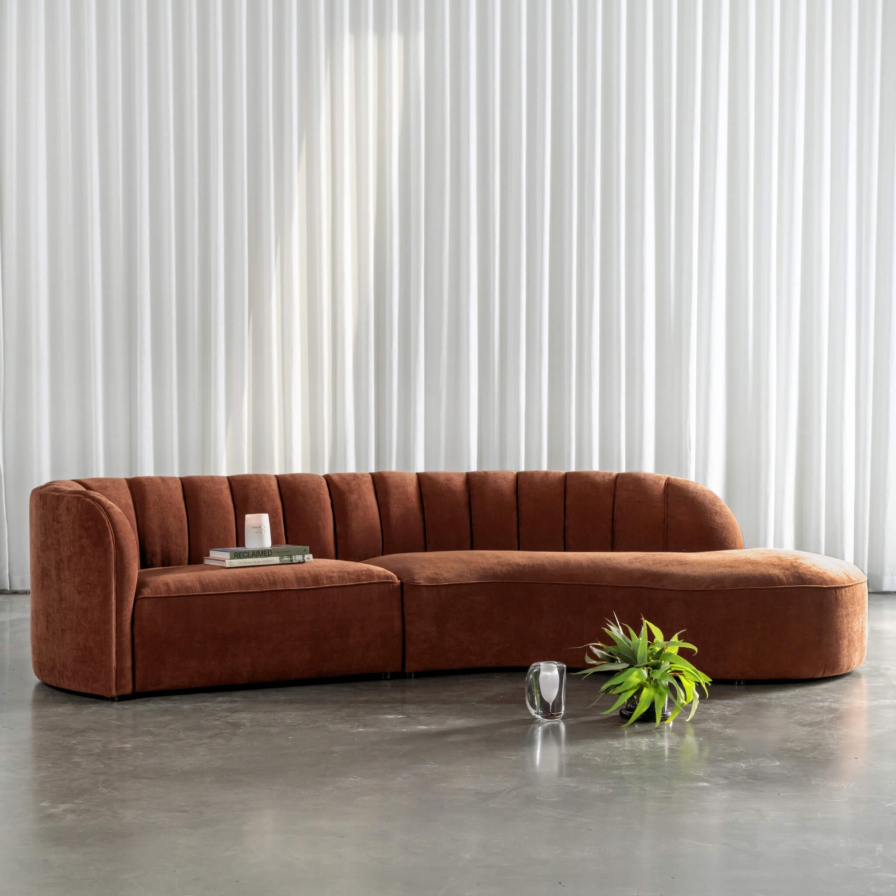CARSON MODERNA CURVED RIBBED MODULAR SOFA | TERRA RUST | LOUNGE ...
