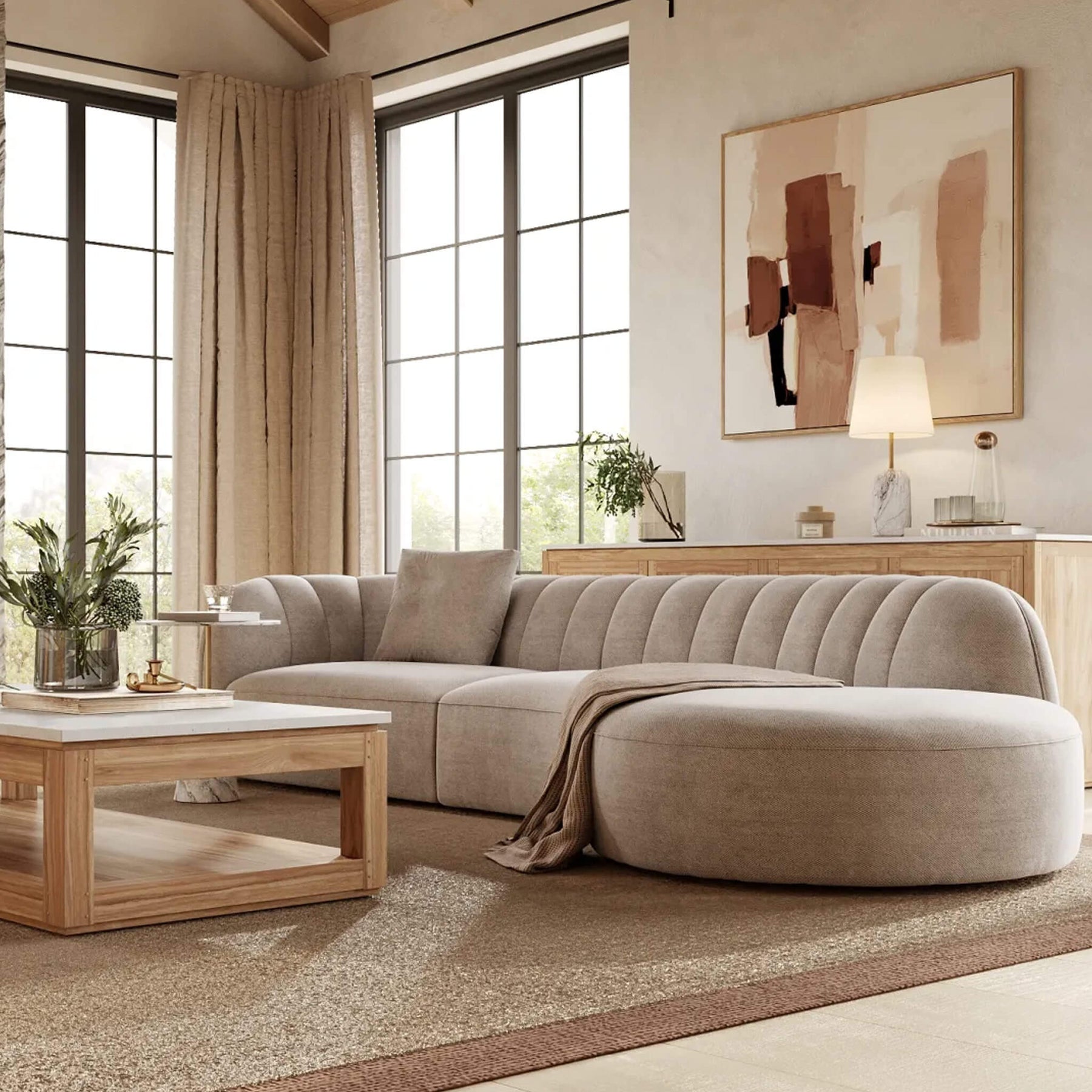 CARSON MODERNA CURVED RIBBED MODULAR SOFA | JOVAN EARTH | LOUNGE ...