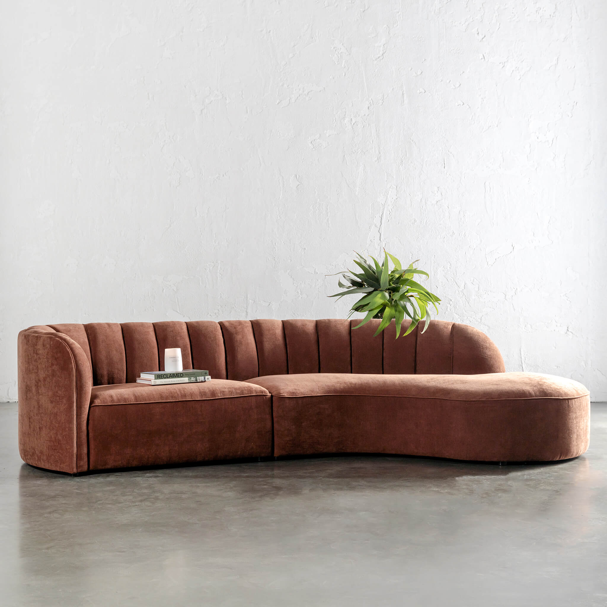CARSON MODERNA CURVED RIBBED MODULAR SOFA | TERRA RUST | LOUNGE ...
