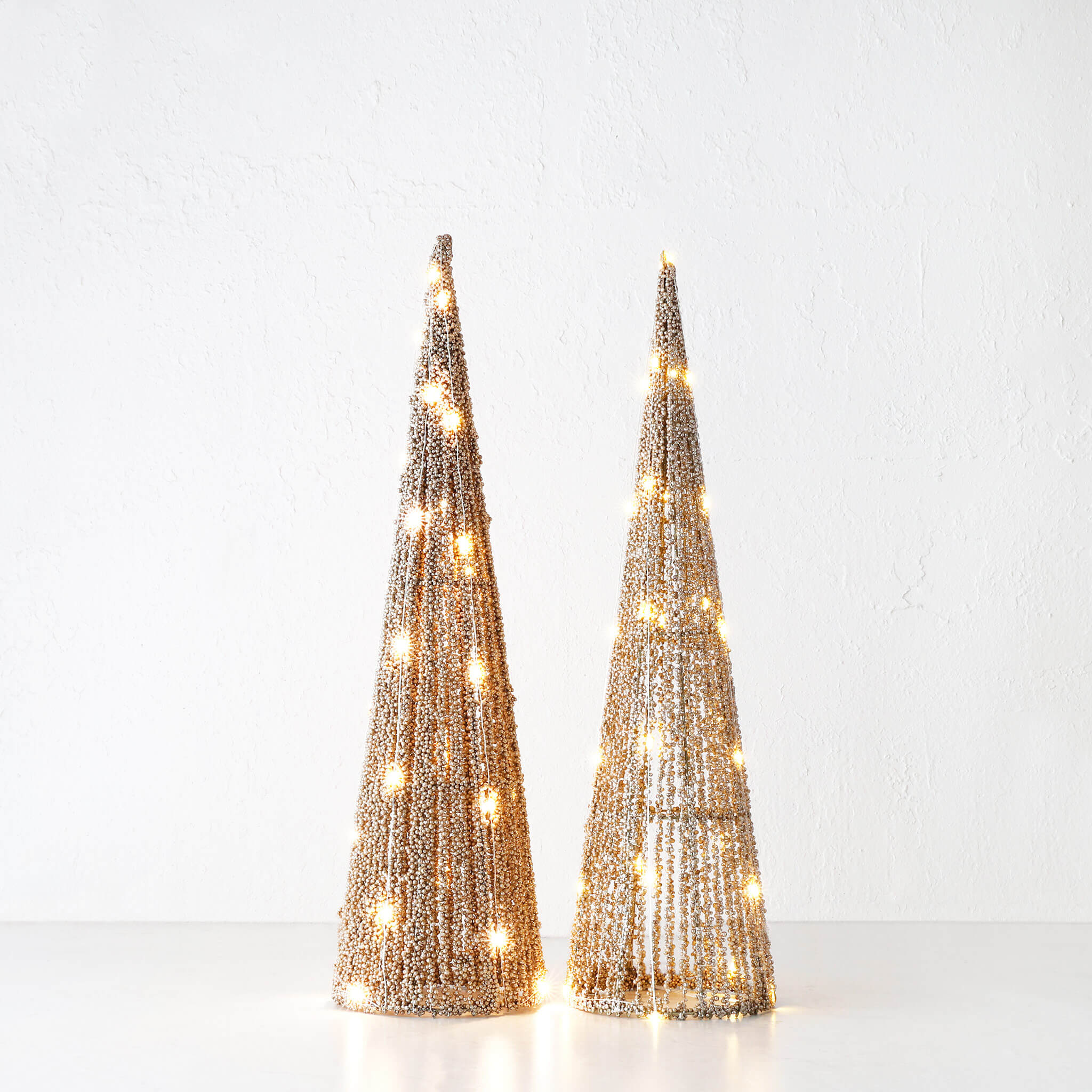 JULETREE SPARKLE LED CONE CHRISTMAS TREE BUNDLE X2 | 50CM | CHAMPAGNE ...