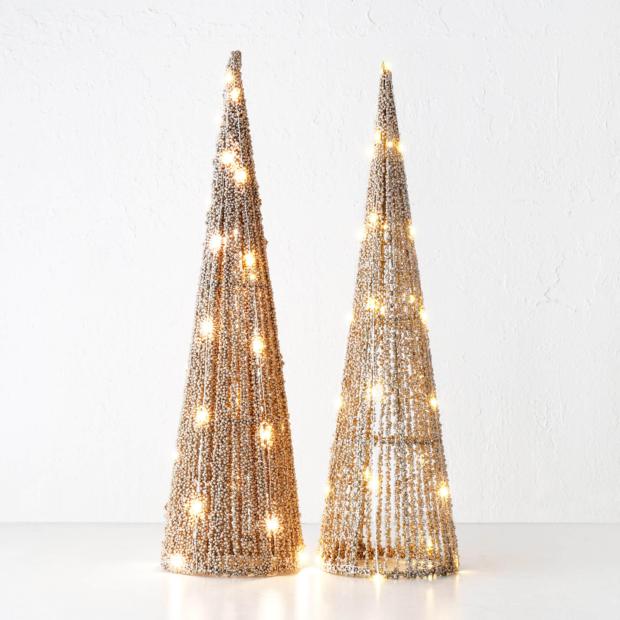 JULETREE SPARKLE LED CONE CHRISTMAS TREE BUNDLE X2 | 60CM | CHAMPAGNE ...