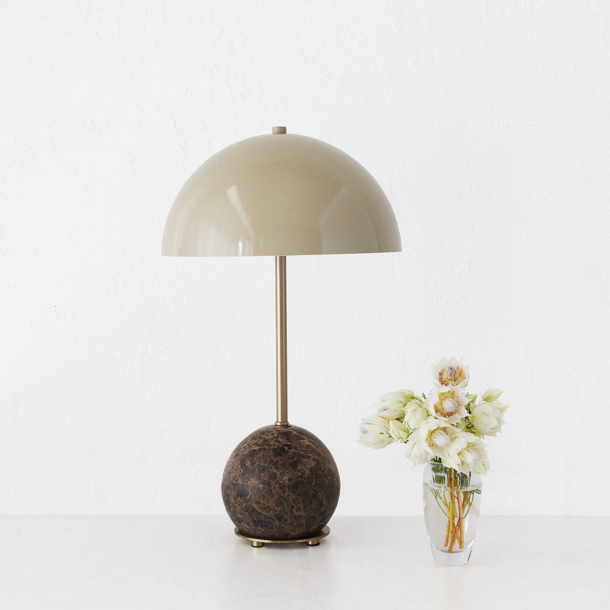 LEVADA GRANDE MARBLE TABLE LAMP | TAUPE SHADE + MOCHA MARBLE. – Living ...