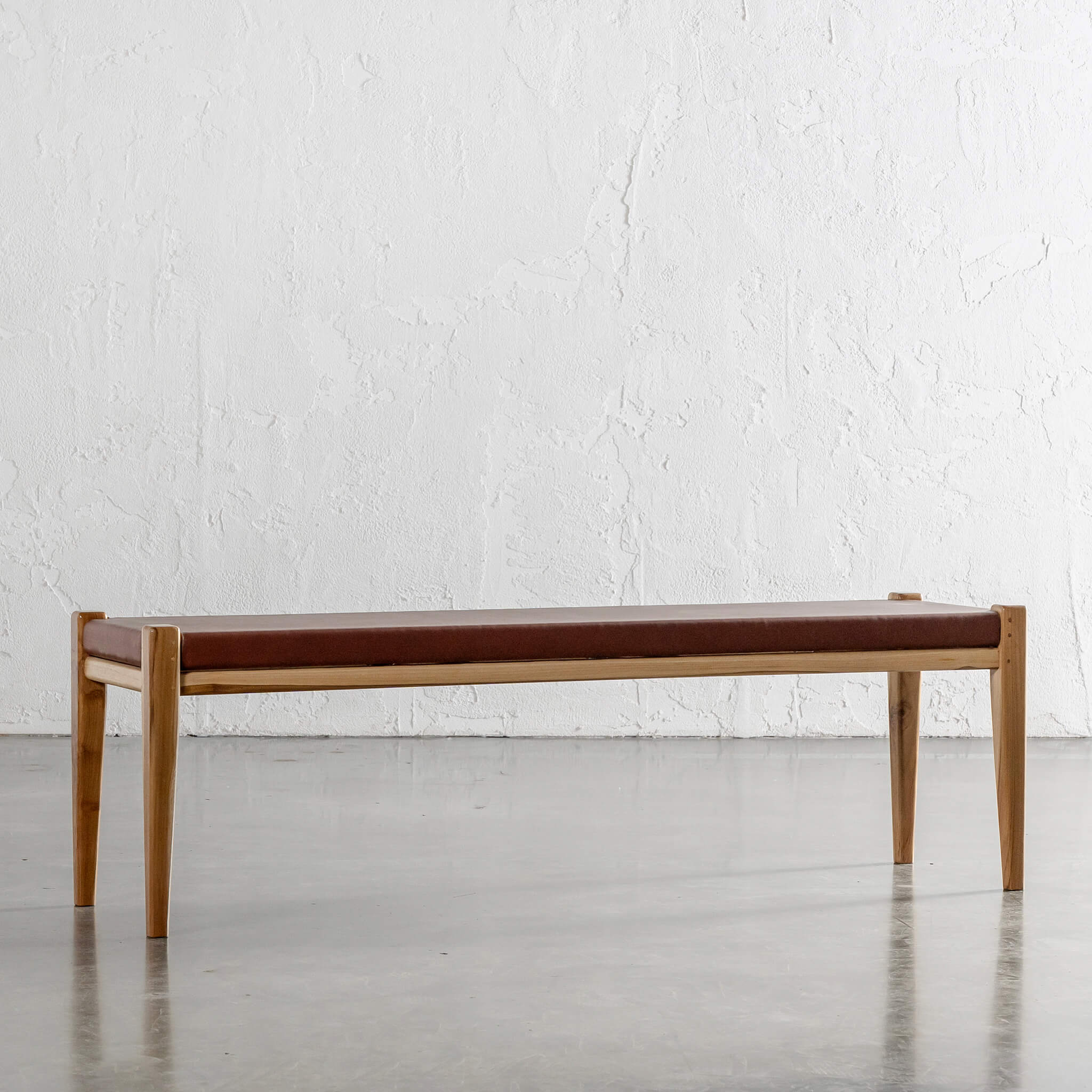MALAND SOLID LEATHER + TEAK BENCH | TAN LEATHER HIDE – Living By Design