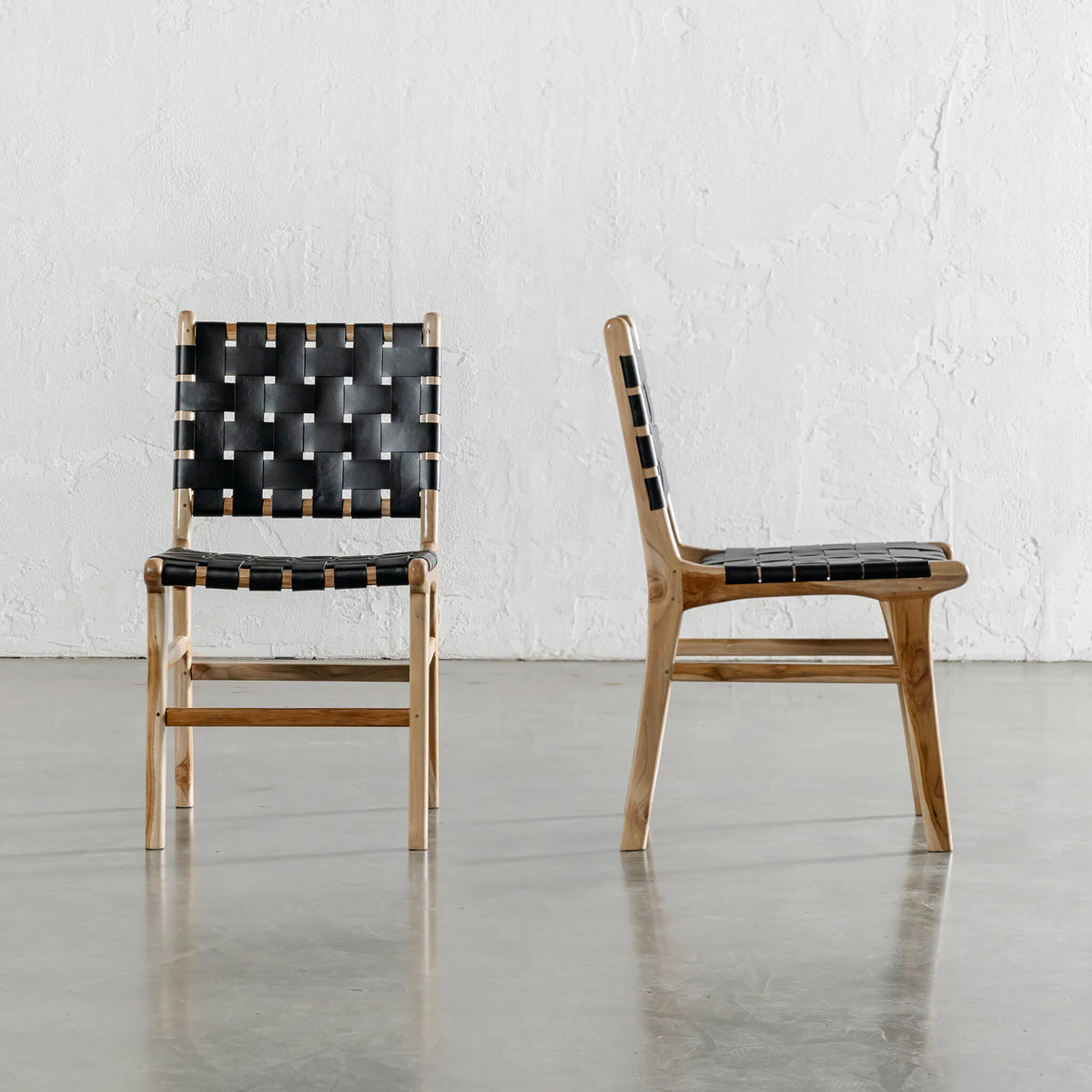 PRE ORDER | MALAND WOVEN LEATHER DINING CHAIR | BLACK LEATHER HIDE ...