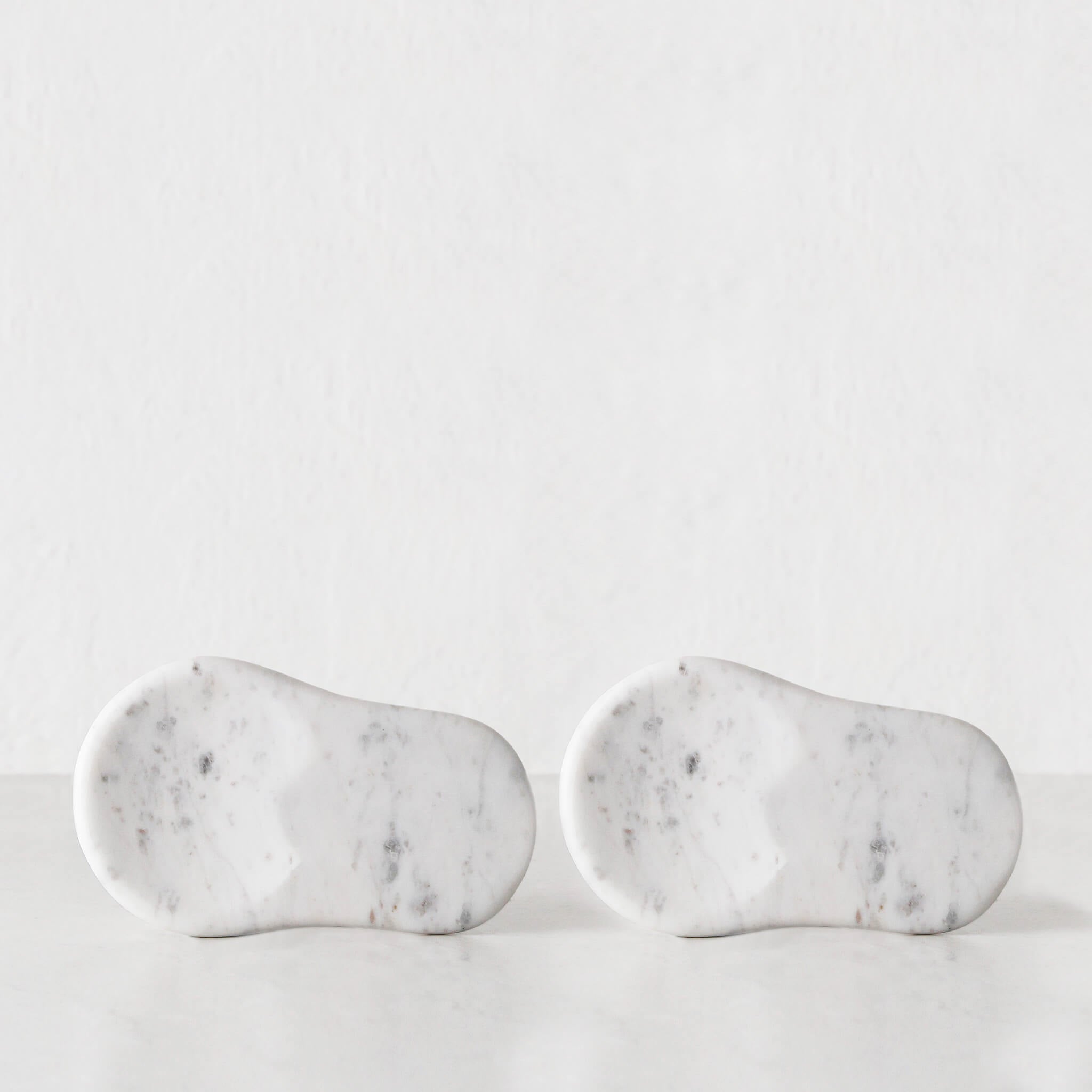 MARA ROUNDED MARBLE SPOON REST BUNDLE X2 | WHITE MARBLE – Living By Design