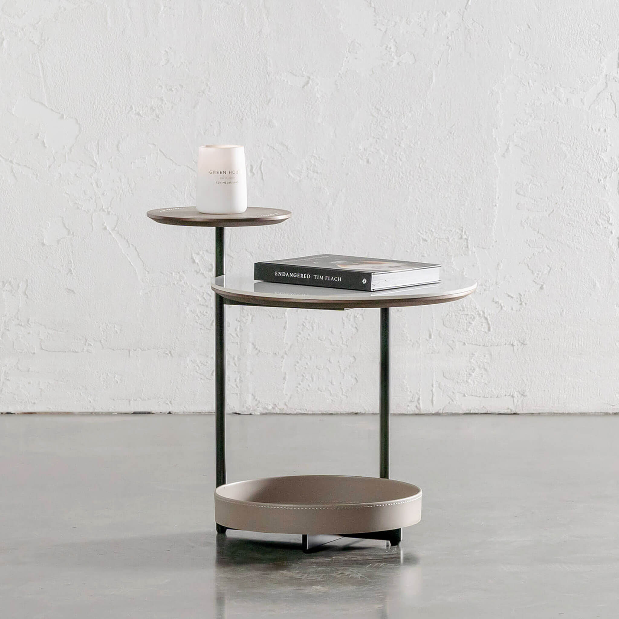 PANZANO TWO TIER SIDE TABLE | KHAKI STONE LEATHER + STONE – Living By ...