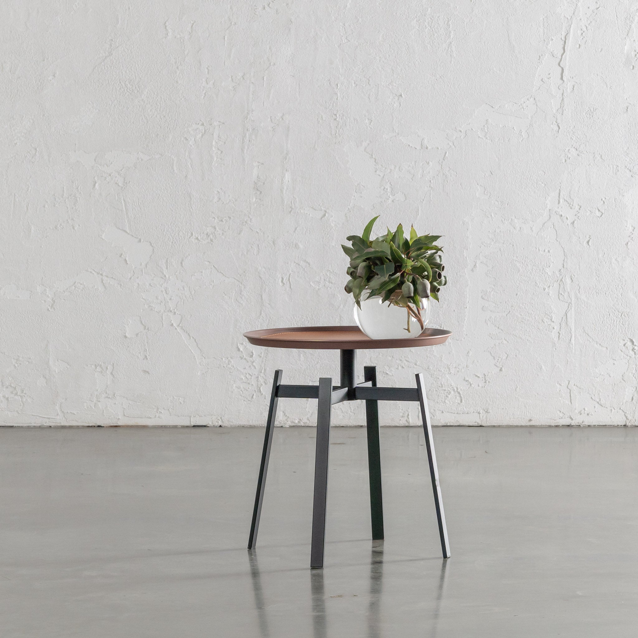PANZANO ROUND 4 PILLAR SIDE TABLE | HAVANA TAN LEATHER – Living By Design