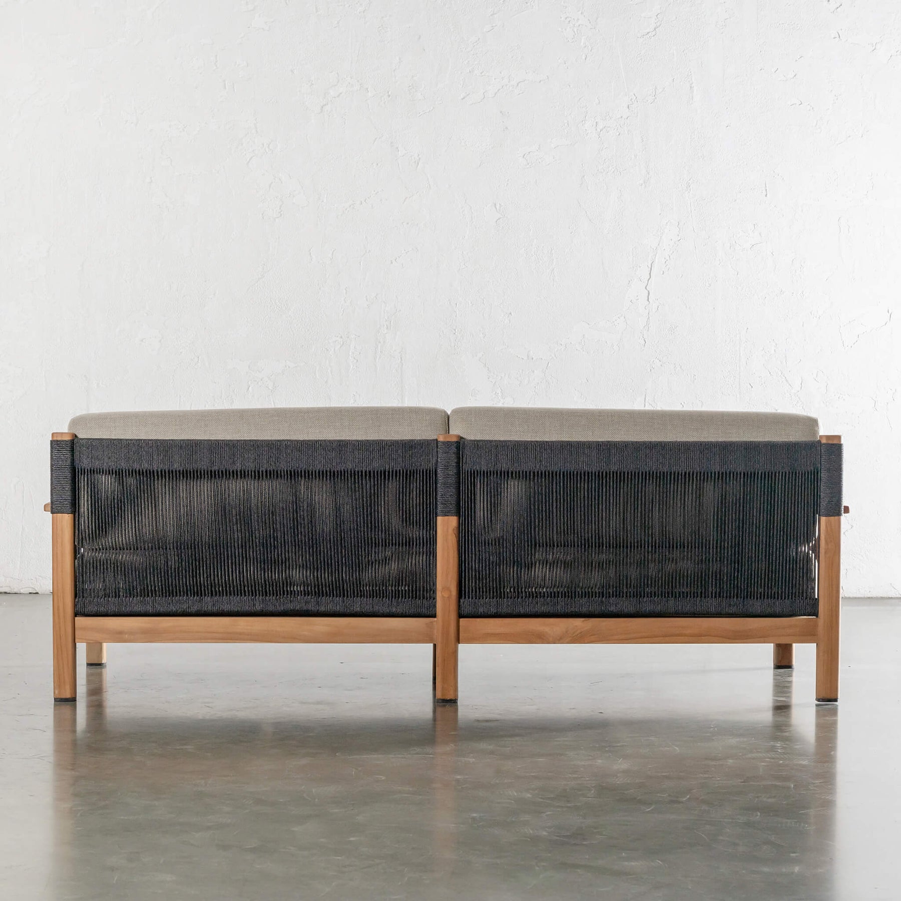 RIVA LEVANTE OUTDOOR 3 SEATER SOFA | PORTLAND STONE + BLACK NOIR ROPE – Living By Design