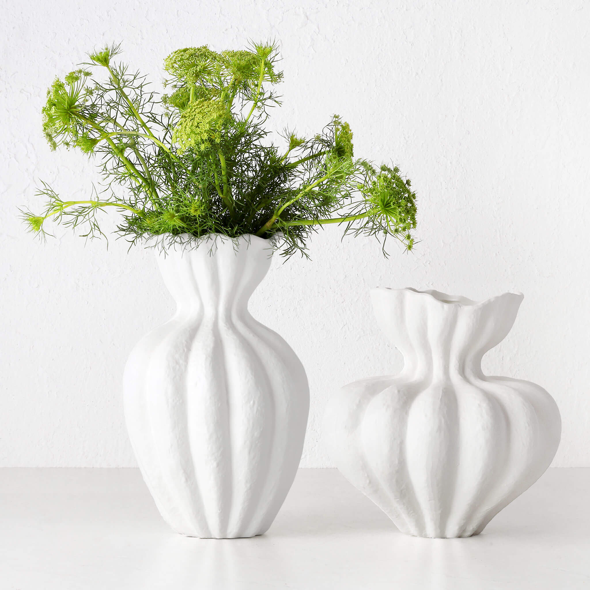 SOLTZE CERAMIC VASE BUNDLE X2 | M + L | NATURAL WHITE CERAMIC – Living ...