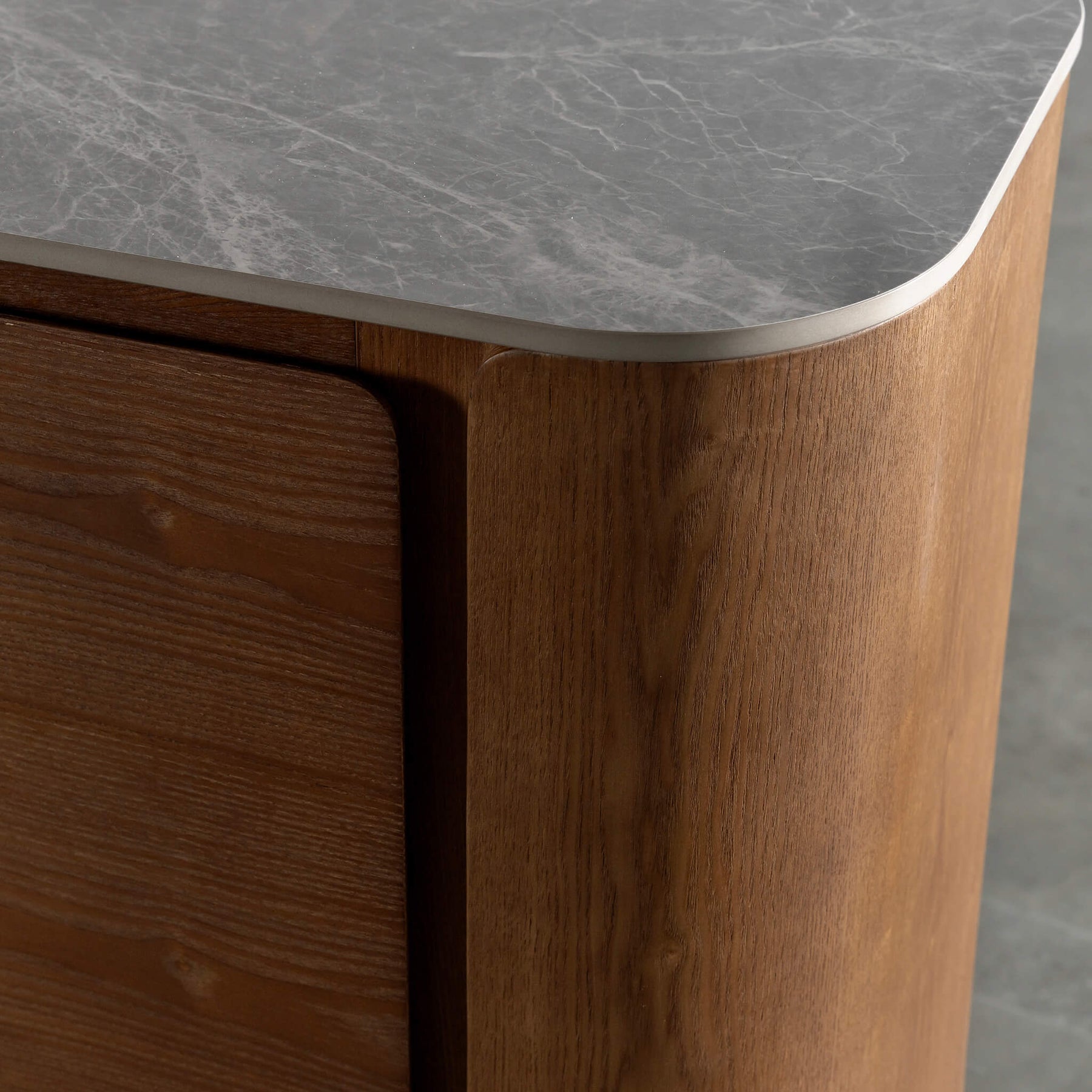 TREVELO SIDEBOARD | DEEP WALNUT WOOD GRAIN | VALENTINA GRIGIO CERAMICA ...