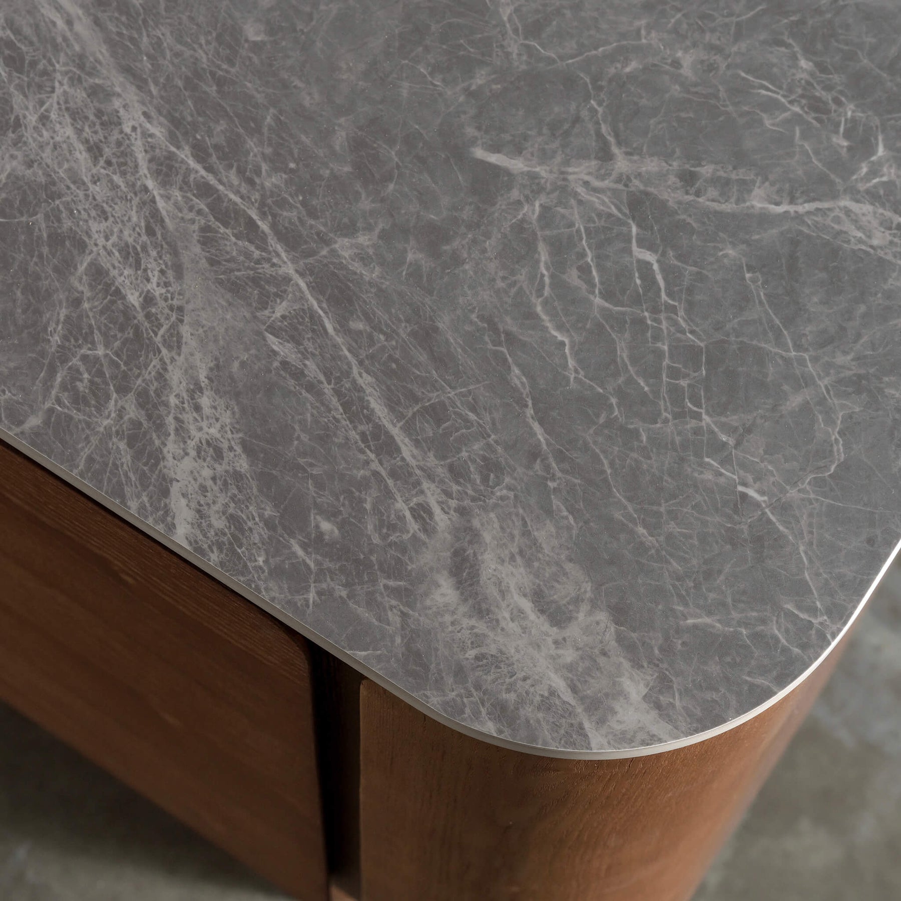 TREVELO SIDEBOARD | DEEP WALNUT WOOD GRAIN | VALENTINA GRIGIO CERAMICA ...
