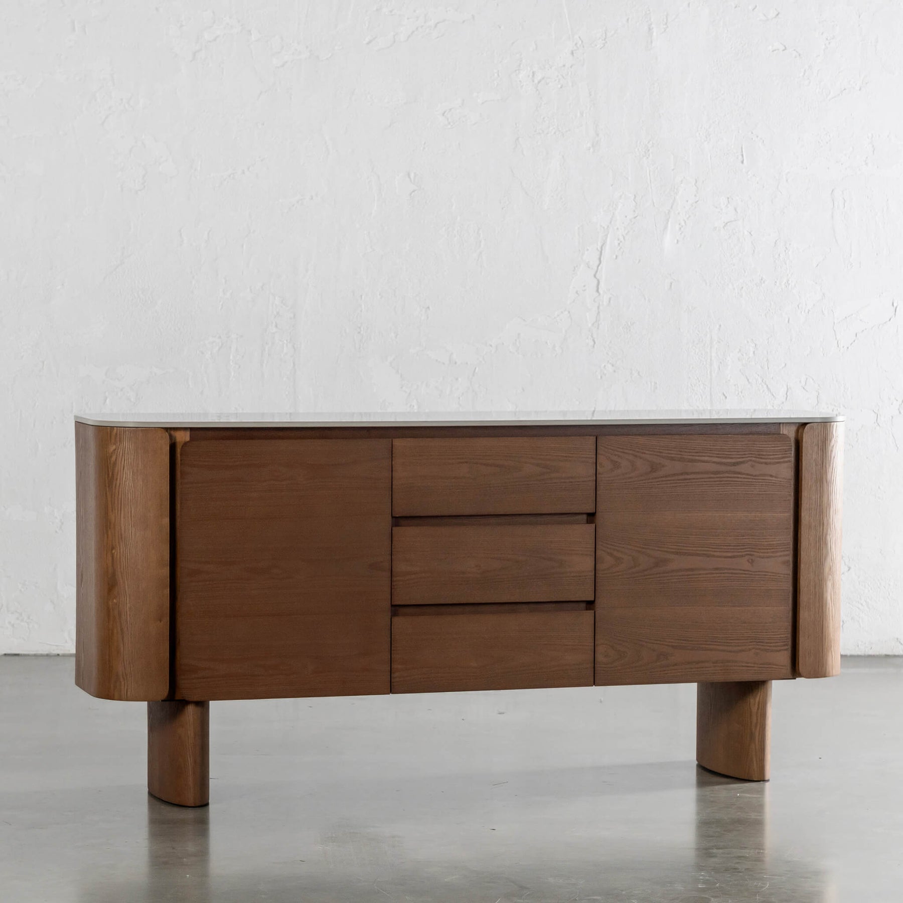 TREVELO SIDEBOARD | DEEP WALNUT WOOD GRAIN | VALENTINA GRIGIO CERAMICA ...