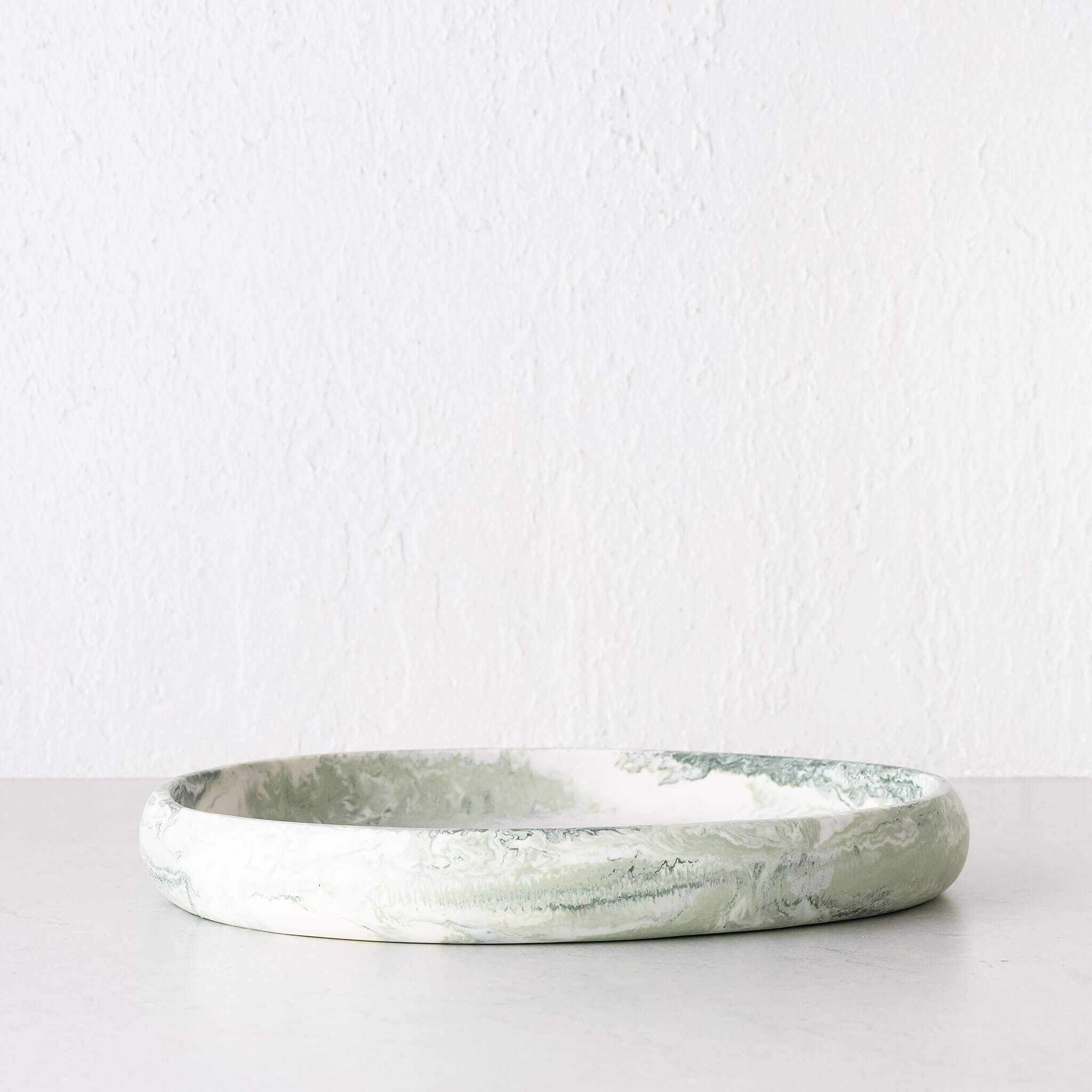 WESLEY RESIN PEBBLE SERVING TRAY | MEDIUM 37CM | SAGE – Living By Design