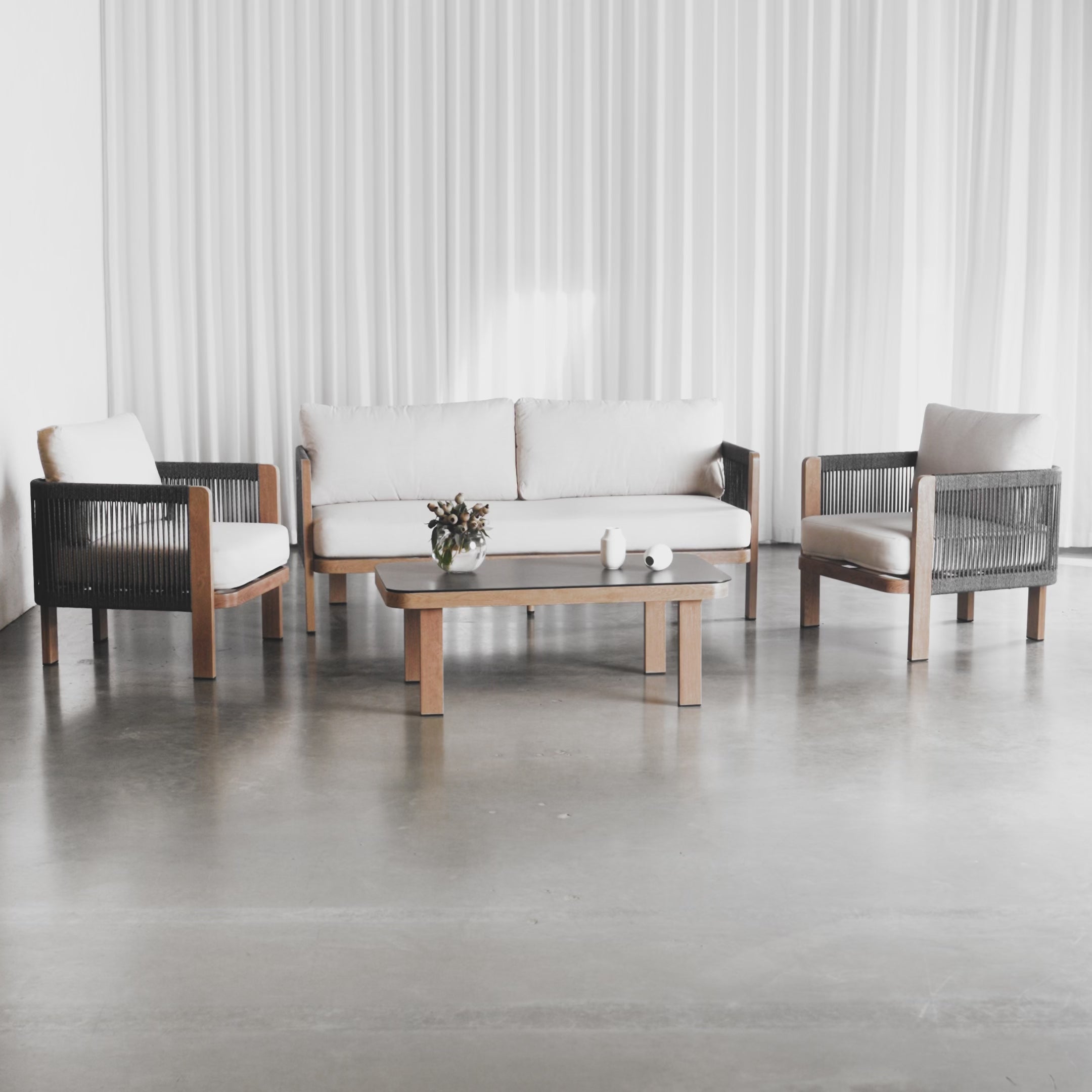 RIVA DI GARDO OUTDOOR 4 PIECE SETTING | BIRCH ASH ALUMINIUM FRAME ...