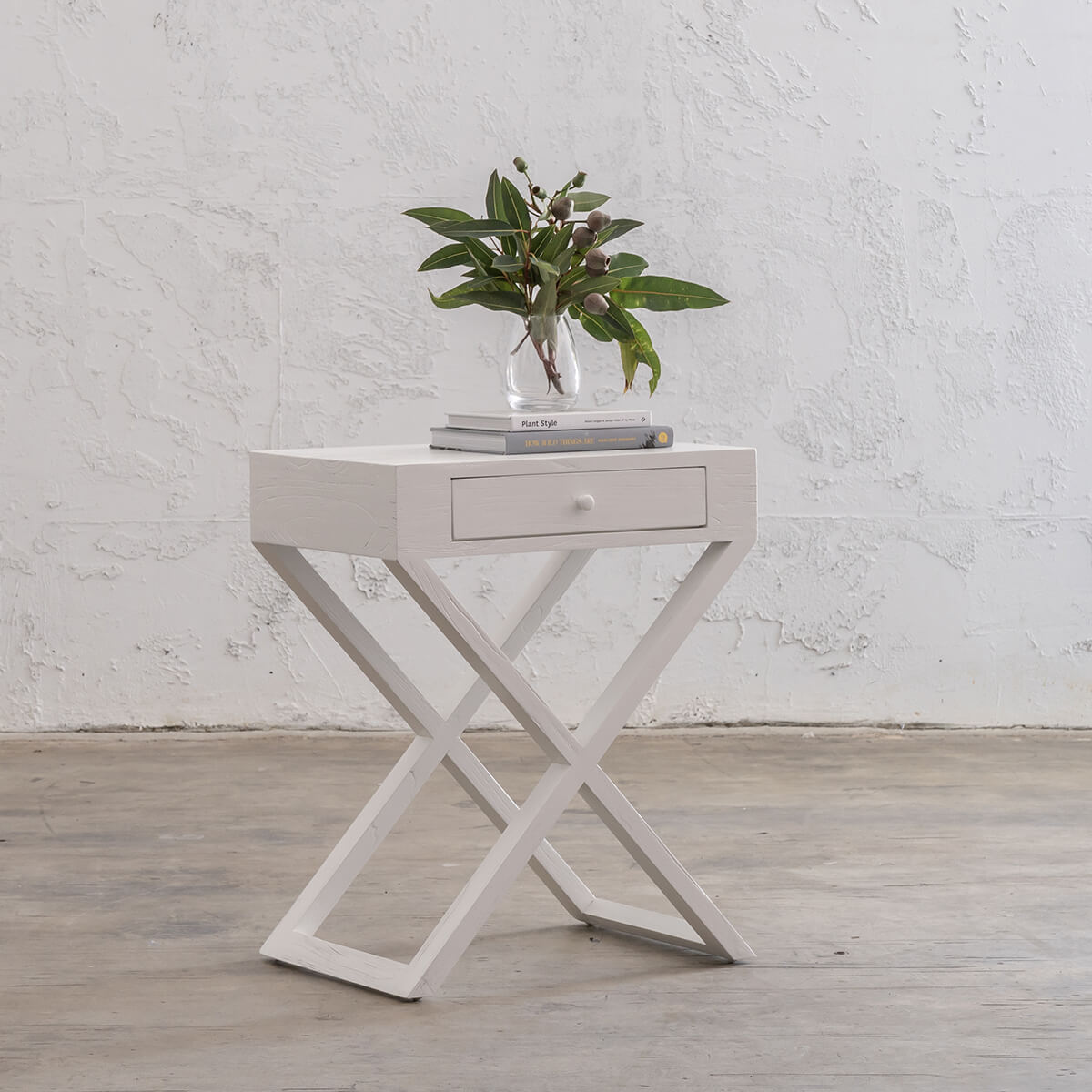 AMARA CROSS LEG BEDSIDE TABLE | WHITE GRAIN – Living By Design