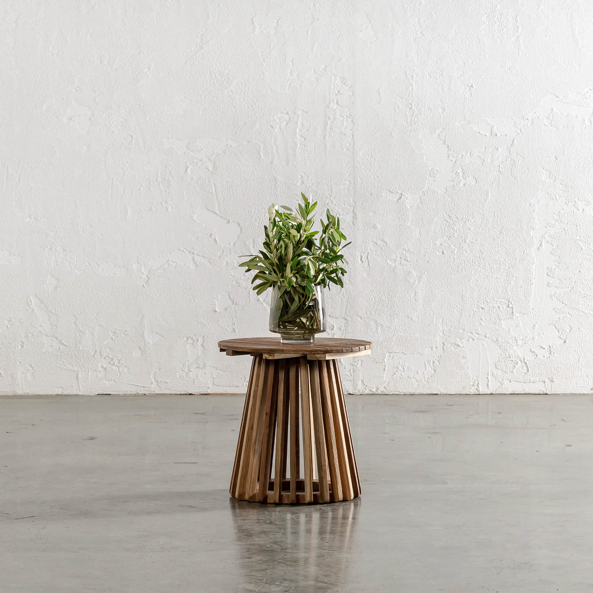 SORENSEN TEAK SLATTED ROUND SIDE TABLE | 41CM – Living By Design